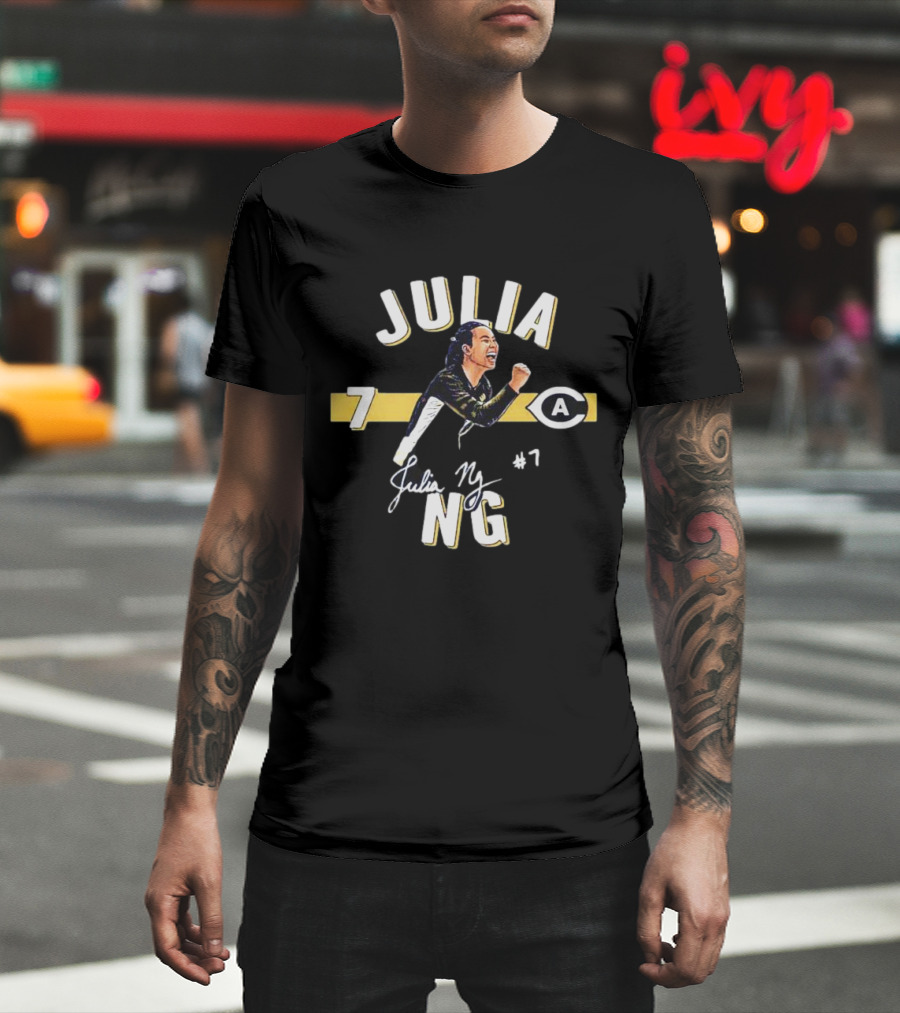 Julia Ng #7 UC Davis Aggies Signature Cartoon Player T-Shirt