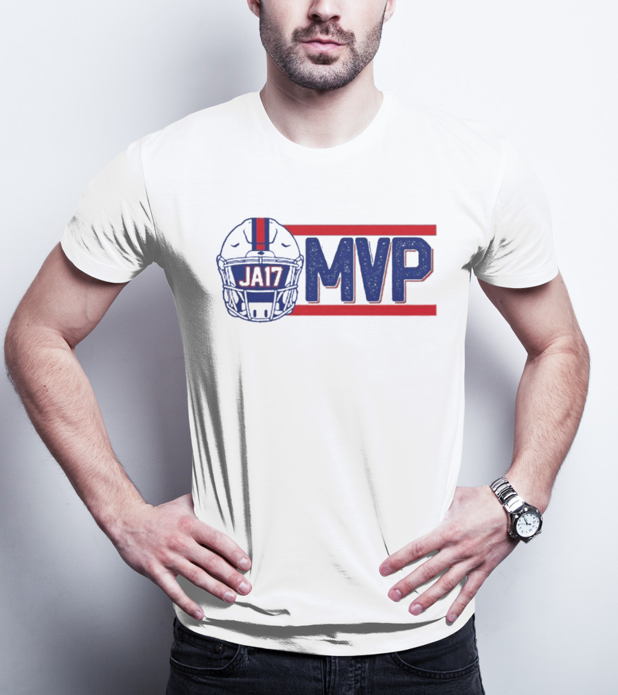 JA17 MVP Josh Allen Buffalo Bills Helmet Red Blue Stripes T-Shirt