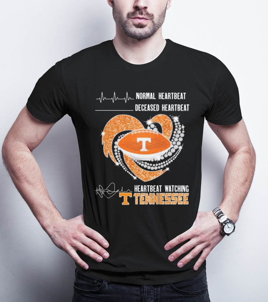 Normal Heartbeat Deceased Heartbeat Heartbeat Watching Tennessee Volunteers Football Diamond Heart T-Shirt