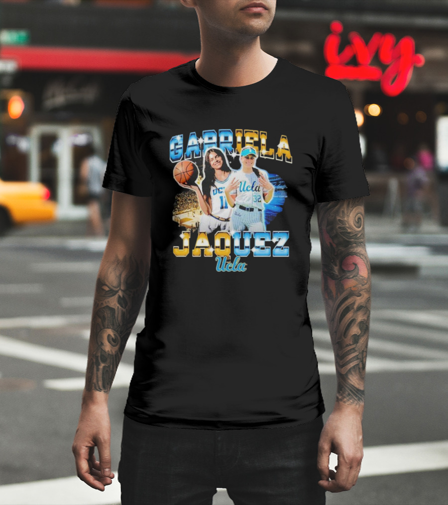 Gabriela Jaquez UCLA Bruins 10 32 Vintage Basketball Dual Image T-Shirt