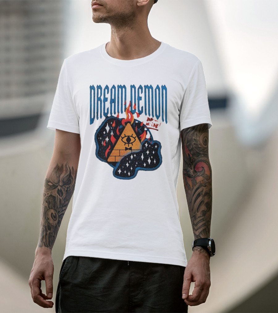 Dream Demon Trust No One Fiery Illuminati Eye Pyramid In Stars T-Shirt