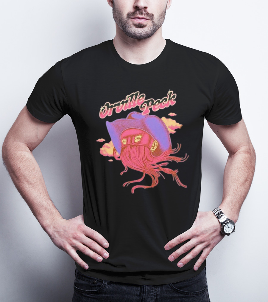 Orville Peck Merchbar Sunset Cowboy Mask Hat Clouds T-Shirt