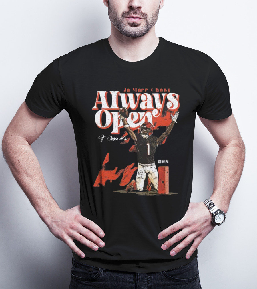 Ja’Marr Chase Always Open Cincinnati NFLPA Signature T-Shirt