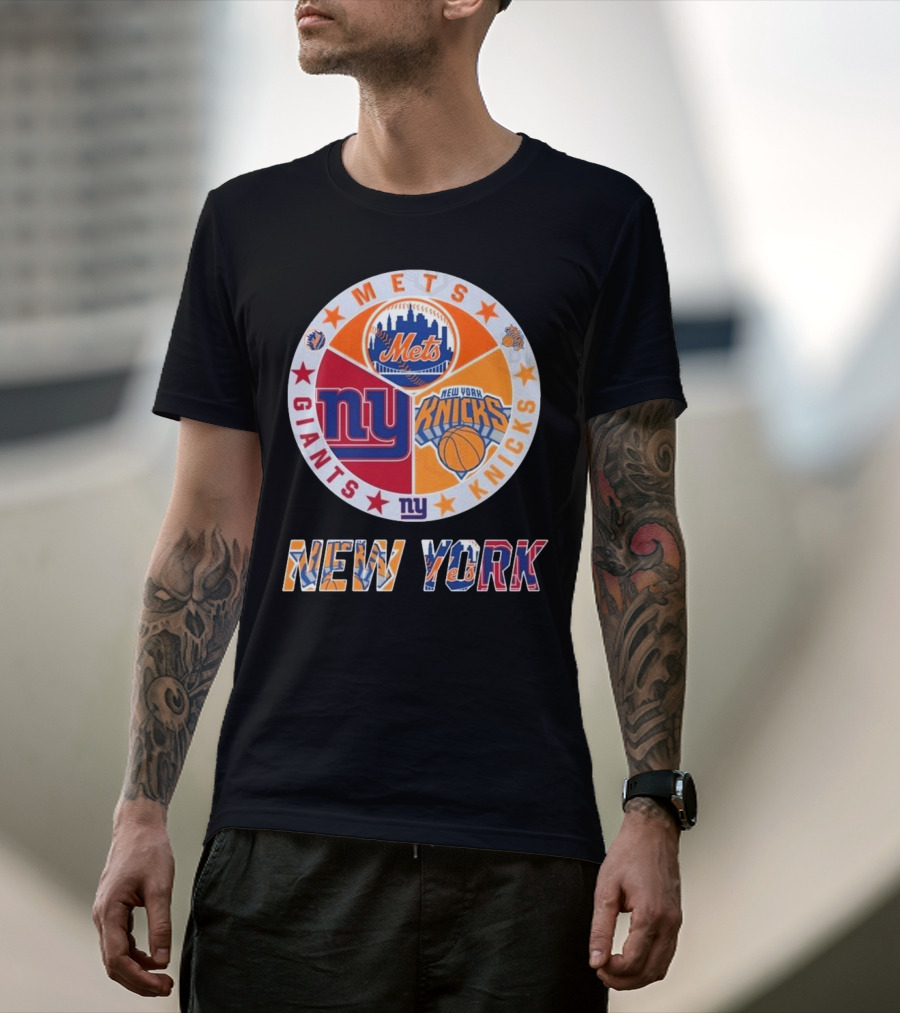 New York Mets Giants Knicks Circle Logo New York T-Shirt