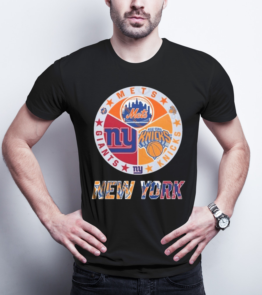 New York Mets Giants Knicks Circle Logo New York T-Shirt