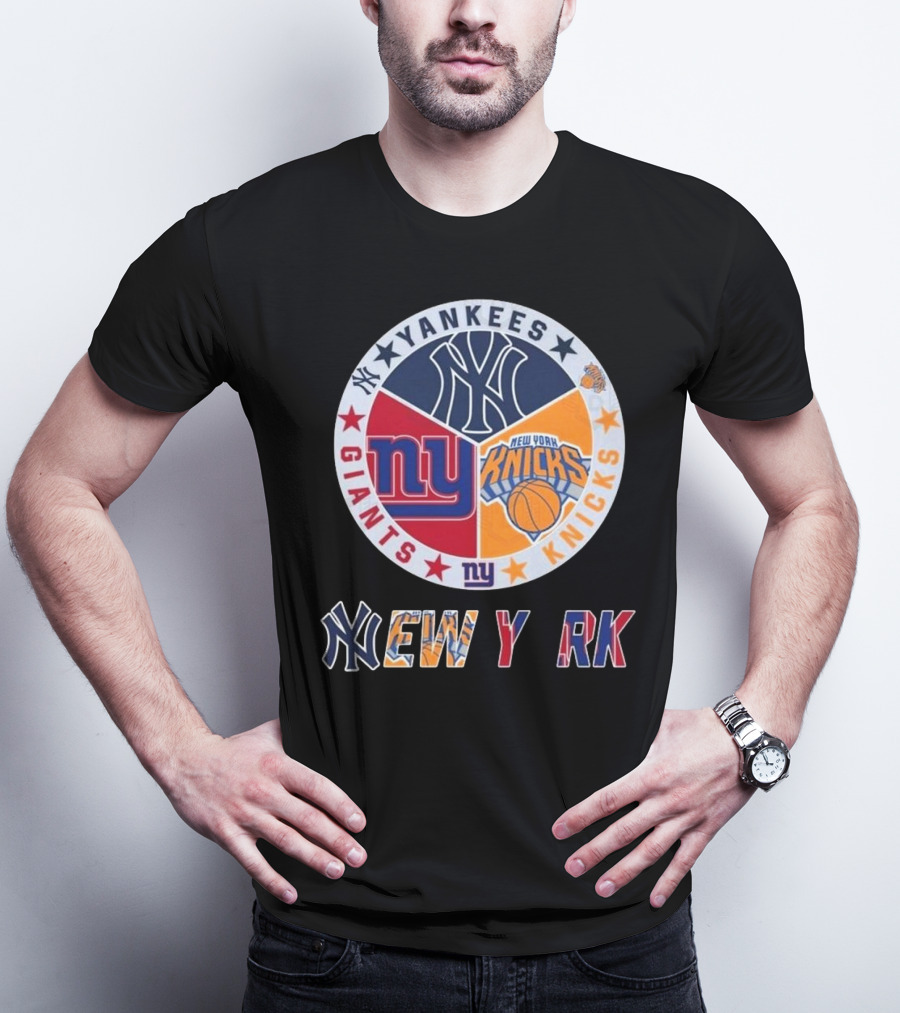 New York Yankees Giants Knicks Circle Yankees Giants Knicks New York T-Shirt