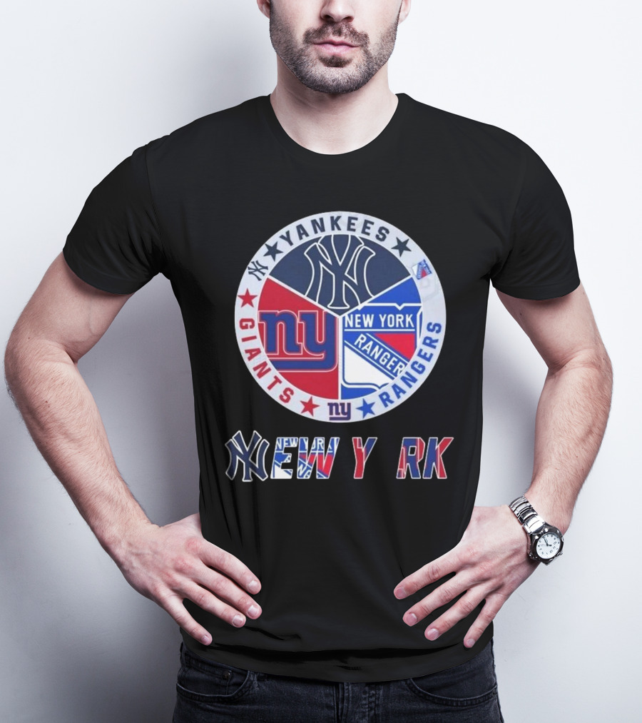 Yankees Giants Rangers Circle New York Collaboration T-Shirt