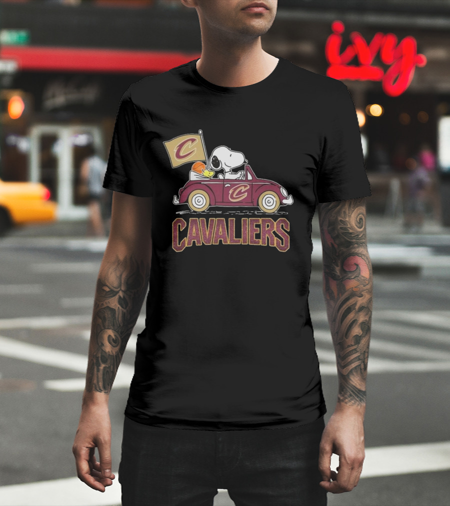 Snoopy Woodstock Driving Car Cavaliers Basketball T-Shirt