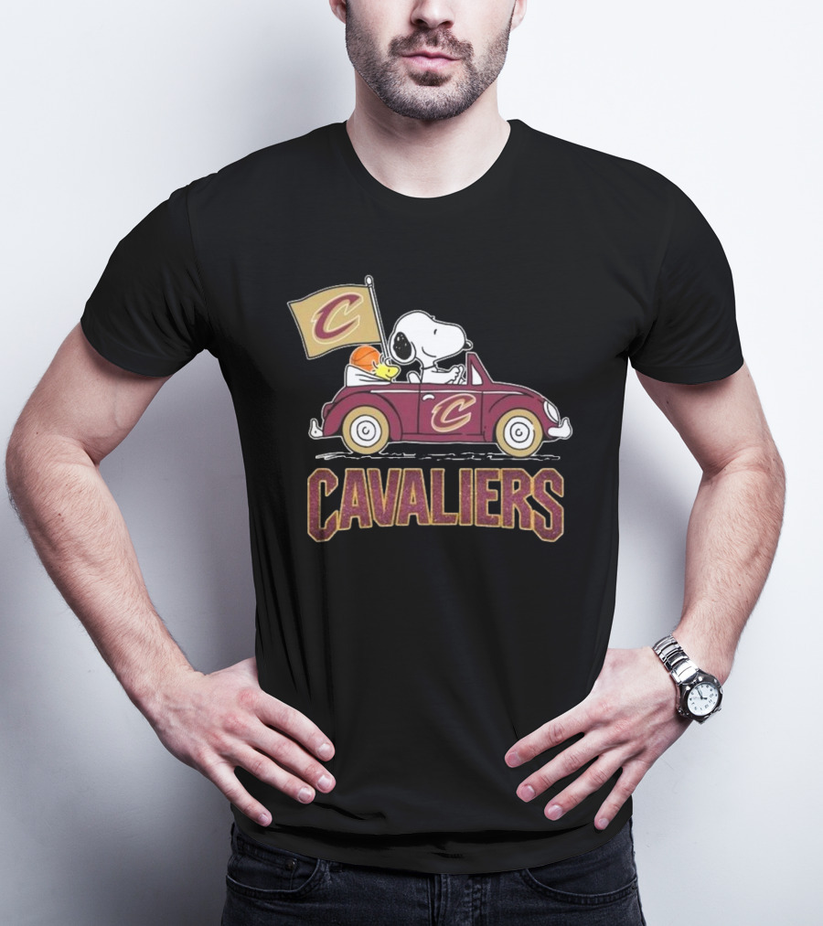 Snoopy Woodstock Driving Car Cavaliers Basketball T-Shirt