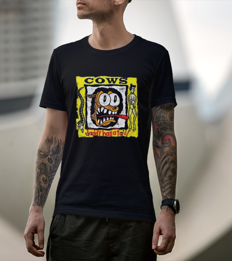 Cows Daddy Has A Tail Cartoon Face With Snake And Figure T-Shirt
