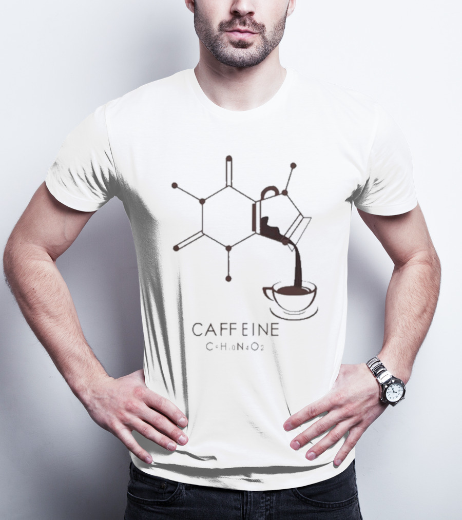 Dr.Beachgem10 Caffeine Chemistry Molecule Pouring Coffee C8H10N4O2 T-Shirt