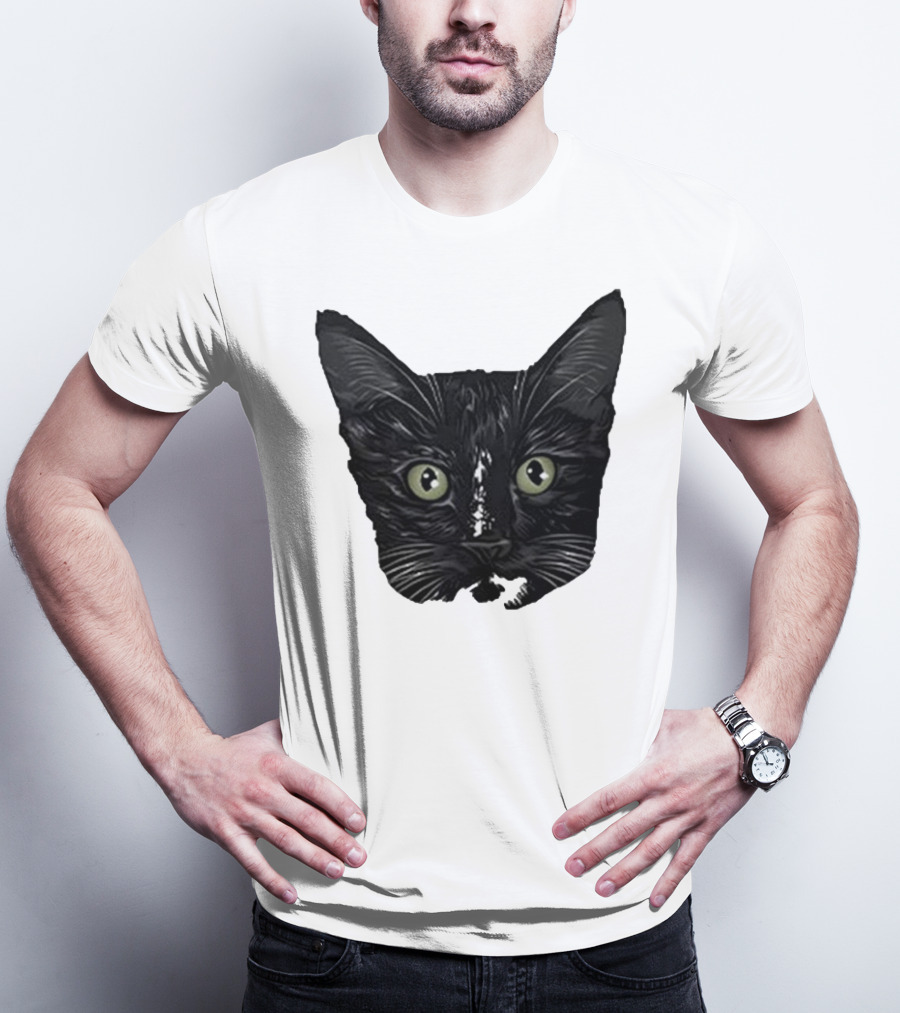 Michael Manigault Brave Green-Eyed Cat Face T-Shirt