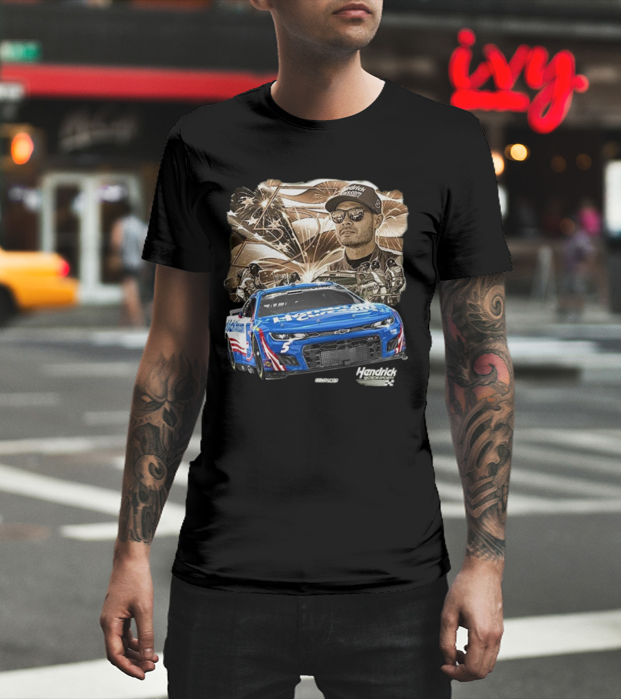 Hendrick Motorsports Kyle Larson Olive Military 2025 HendrickCars.com Car 5 Collection T-Shirt