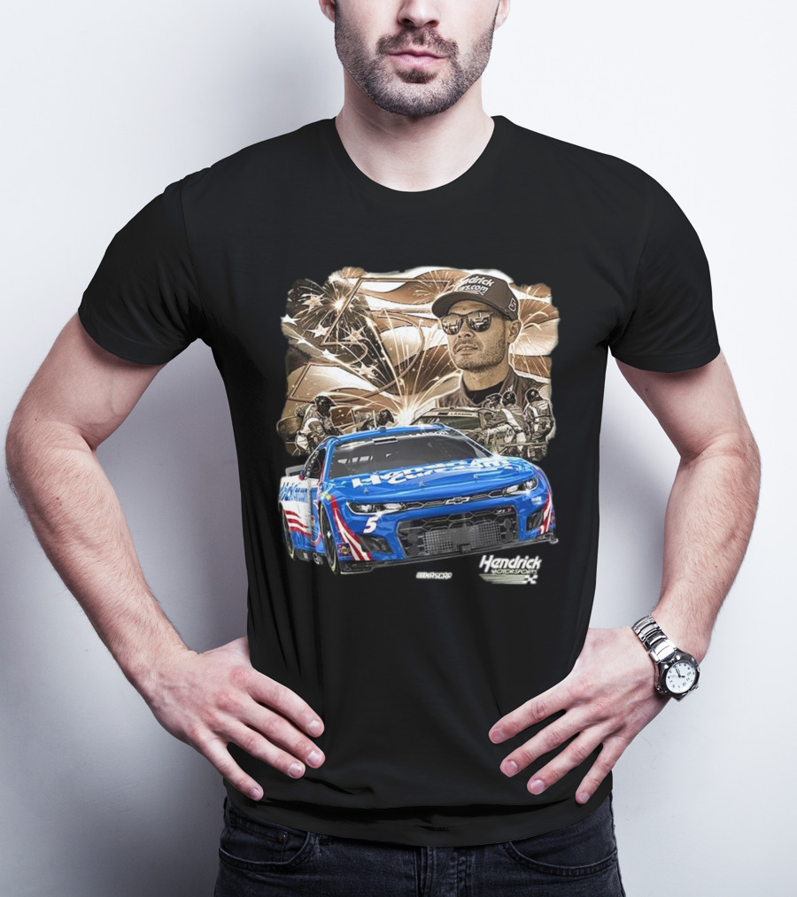 Hendrick Motorsports Kyle Larson Olive Military 2025 HendrickCars.com Car 5 Collection T-Shirt