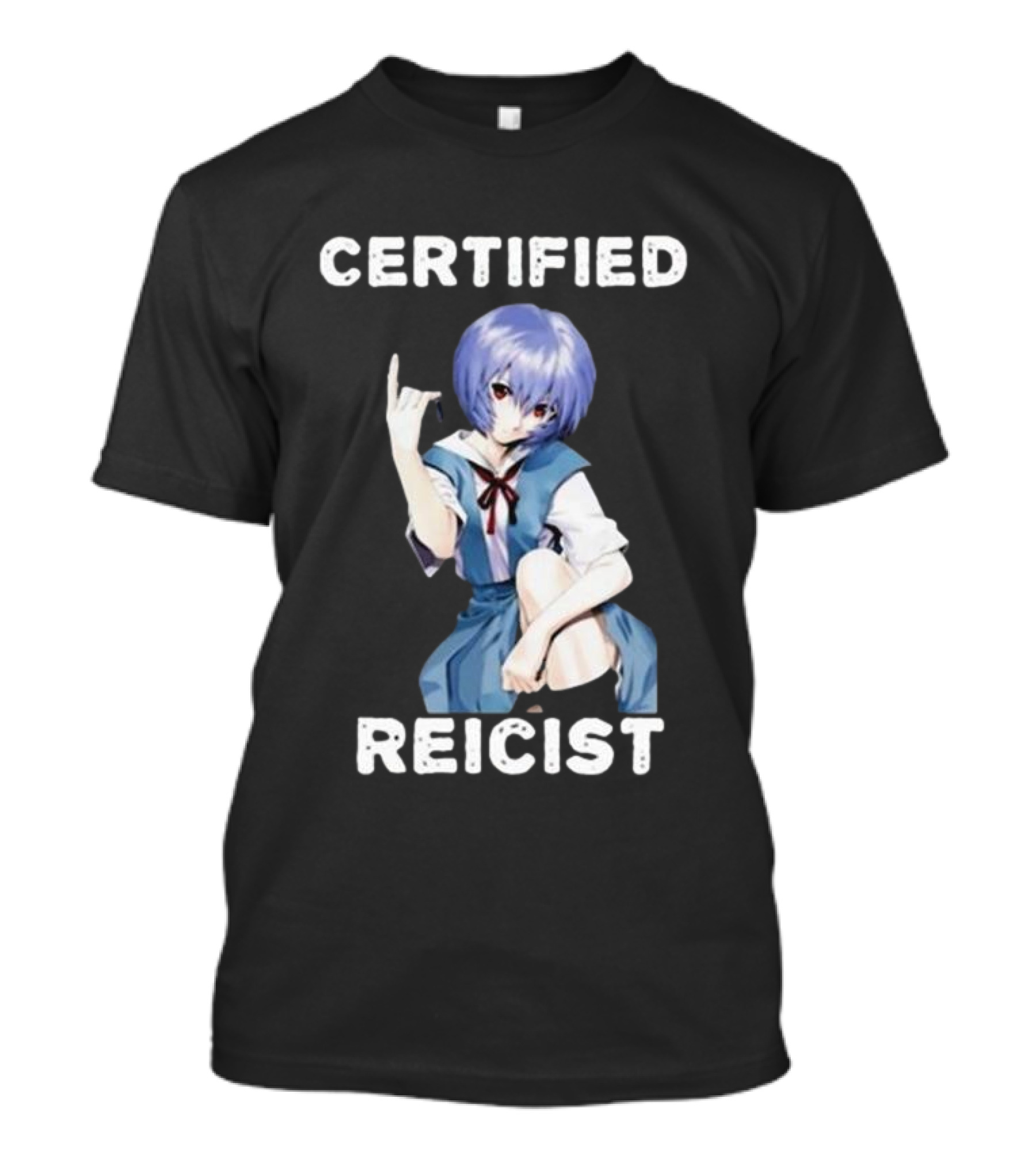 CERTIFIED REICIST REI AYANAMI EVA BLUE HAIR SCHOOL UNIFORM T-Shirt