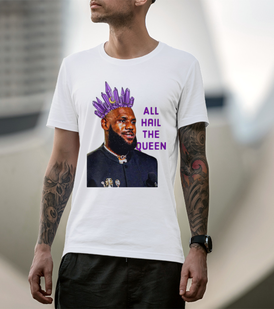 LeBron James All Hail The Queen Purple Crystal Crown T-Shirt