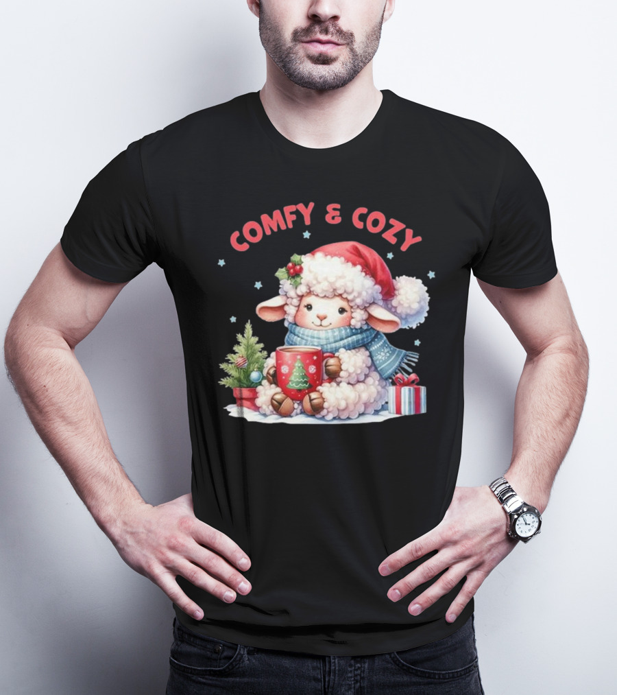 Comfy And Cozy Sheep Christmas T-Shirt