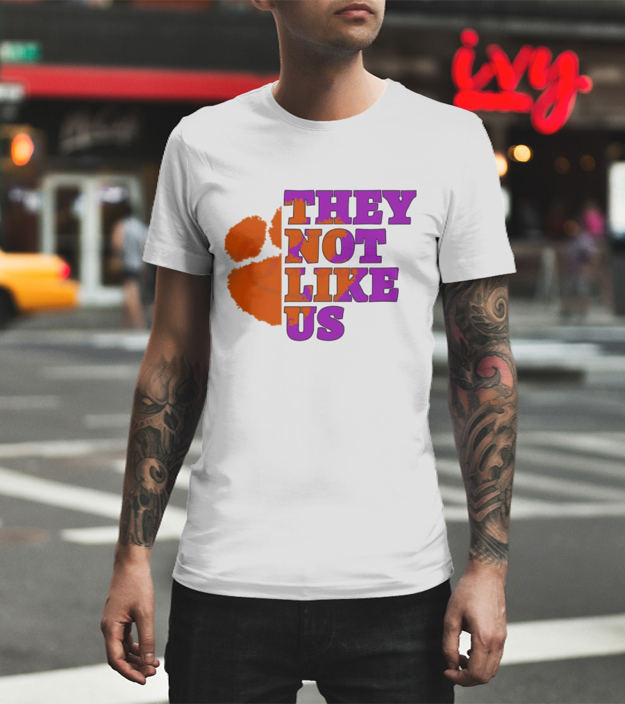 They Not Like Us Clemson Tigers College Football 2025 Orange Paw Prints T-Shirt