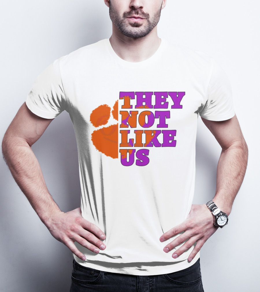 They Not Like Us Clemson Tigers College Football 2025 Orange Paw Prints T-Shirt