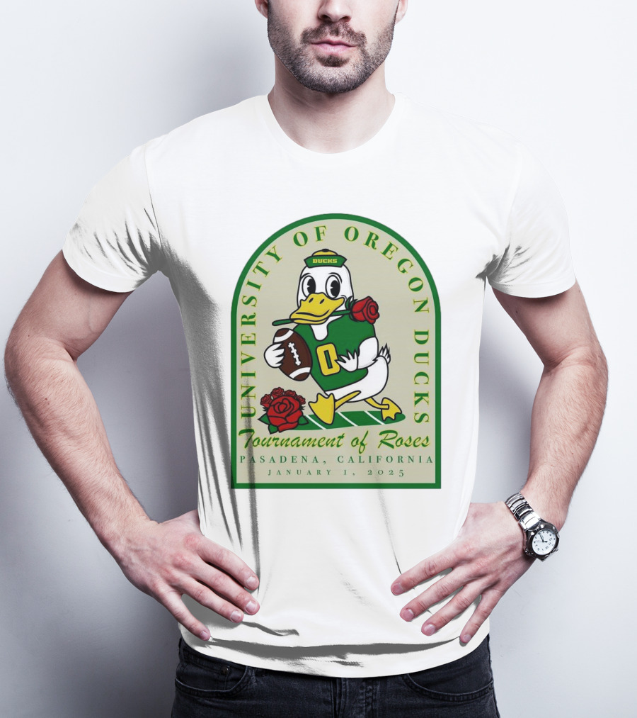 University Of Oregon Ducks Tournament Of Roses Pasadena California January 1 2025 Mascot Football Rose T-Shirt