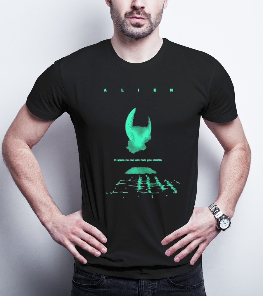 Alien Classic Glow In The Dark In Space No One Can Hear You Scream T-Shirt