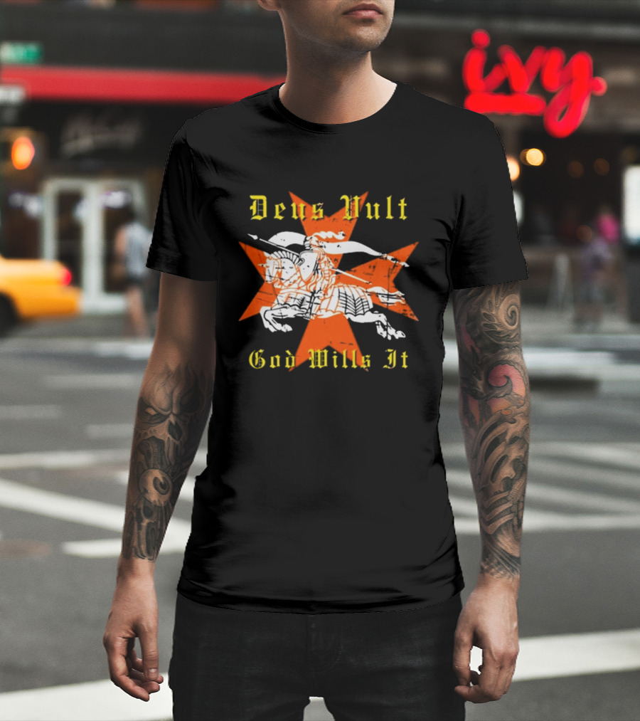 Deus Vult God Wills It Maltese Cross Knight T-Shirt