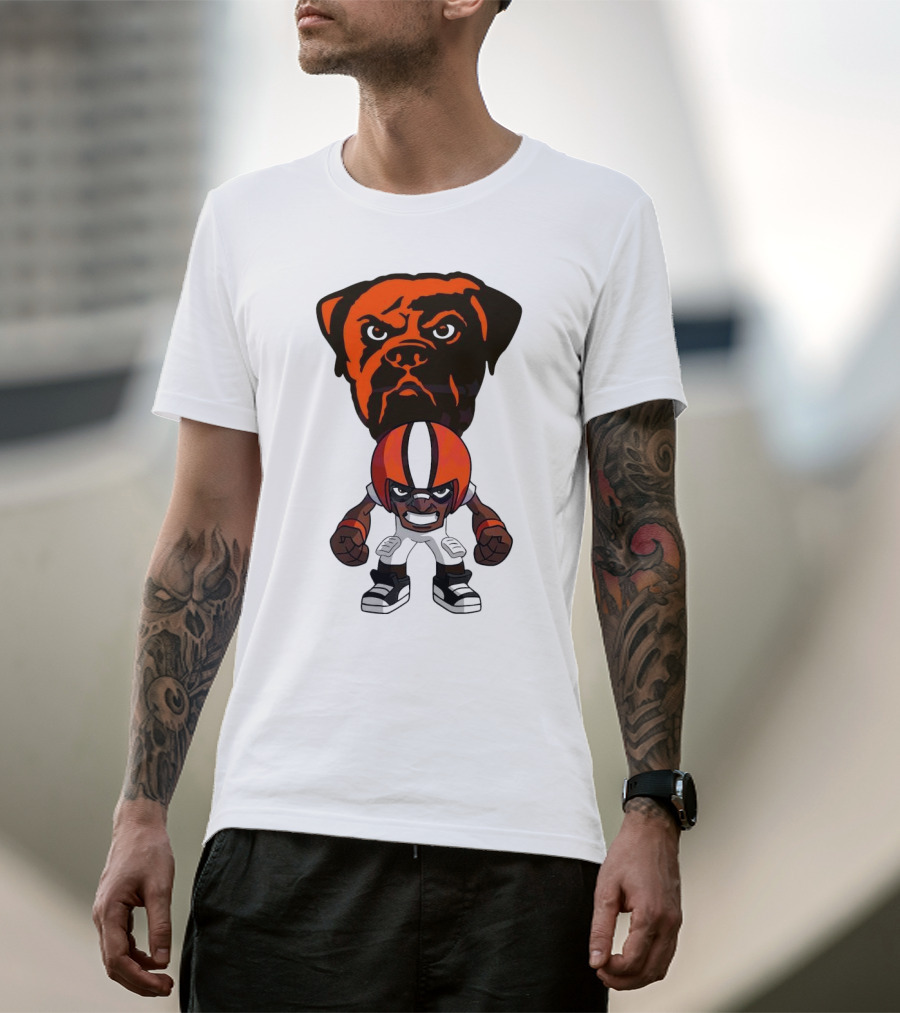 Cleveland Browns NFL Rush Zone Cartoon Character Dog 2025 T-Shirt