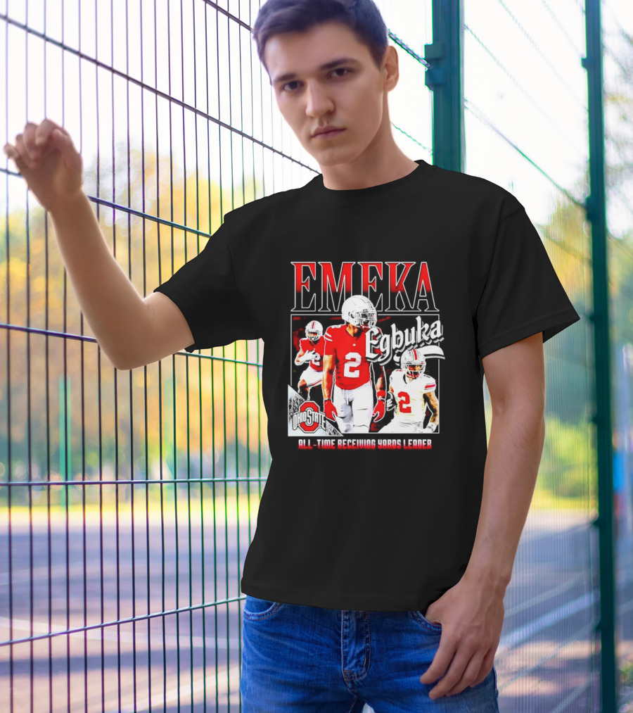 Ohio State Buckeyes Emeka Egbuka All-Time Receiving Yards Leader T-Shirt