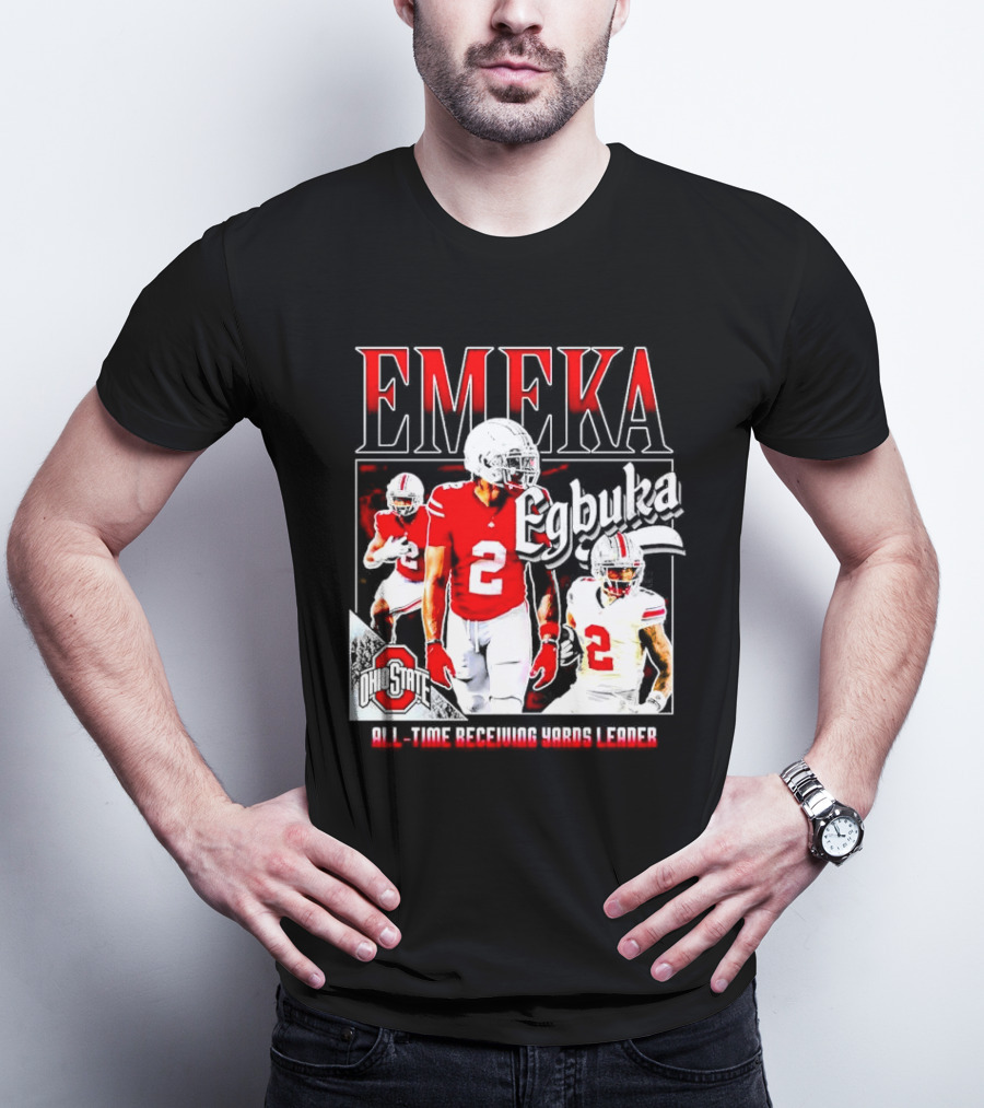 Ohio State Buckeyes Emeka Egbuka All-Time Receiving Yards Leader T-Shirt