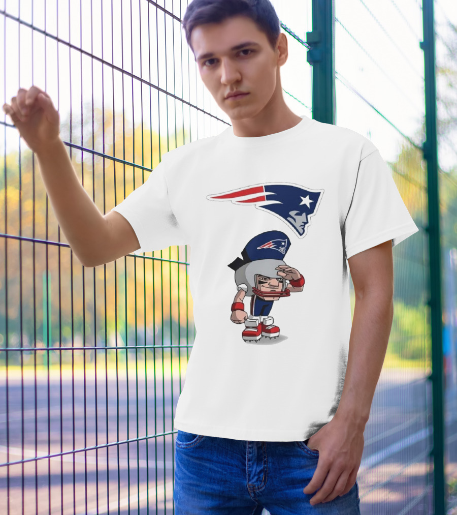 Rush Zone New England Patriots NFL Cartoon Character 2025 Saluting Player With Patriots T-Shirt
