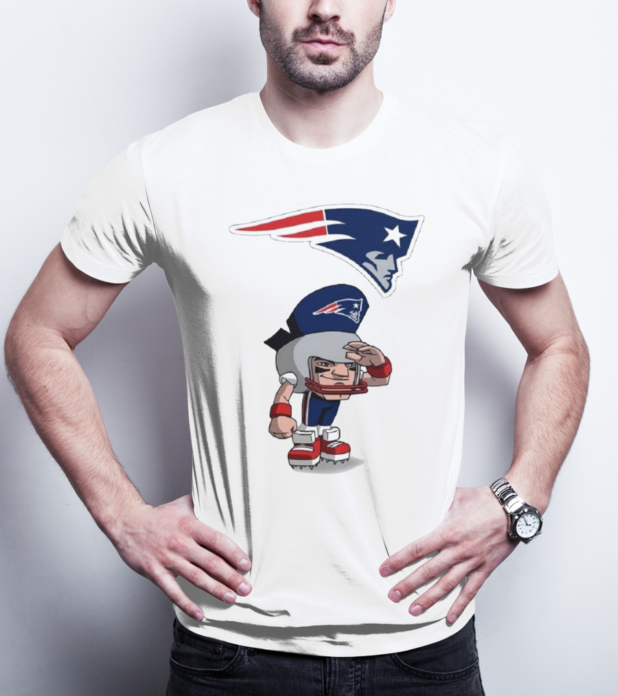 Rush Zone New England Patriots NFL Cartoon Character 2025 Saluting Player With Patriots T-Shirt