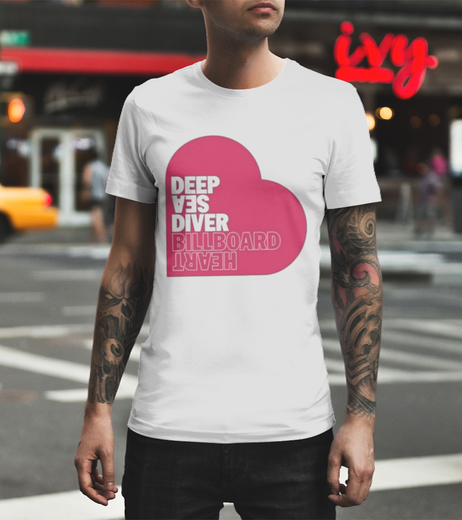 Deep Sea Diver Pink Billboard Heart T-Shirt