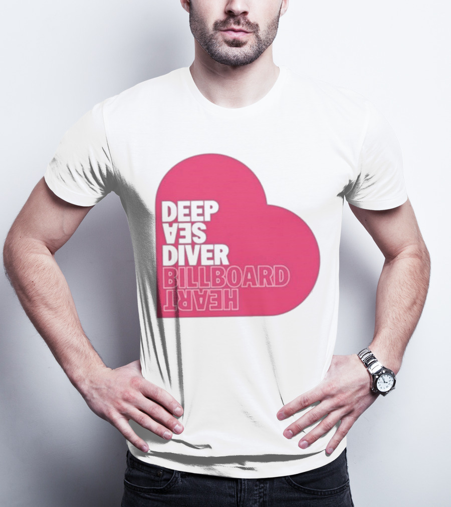 Deep Sea Diver Pink Billboard Heart T-Shirt