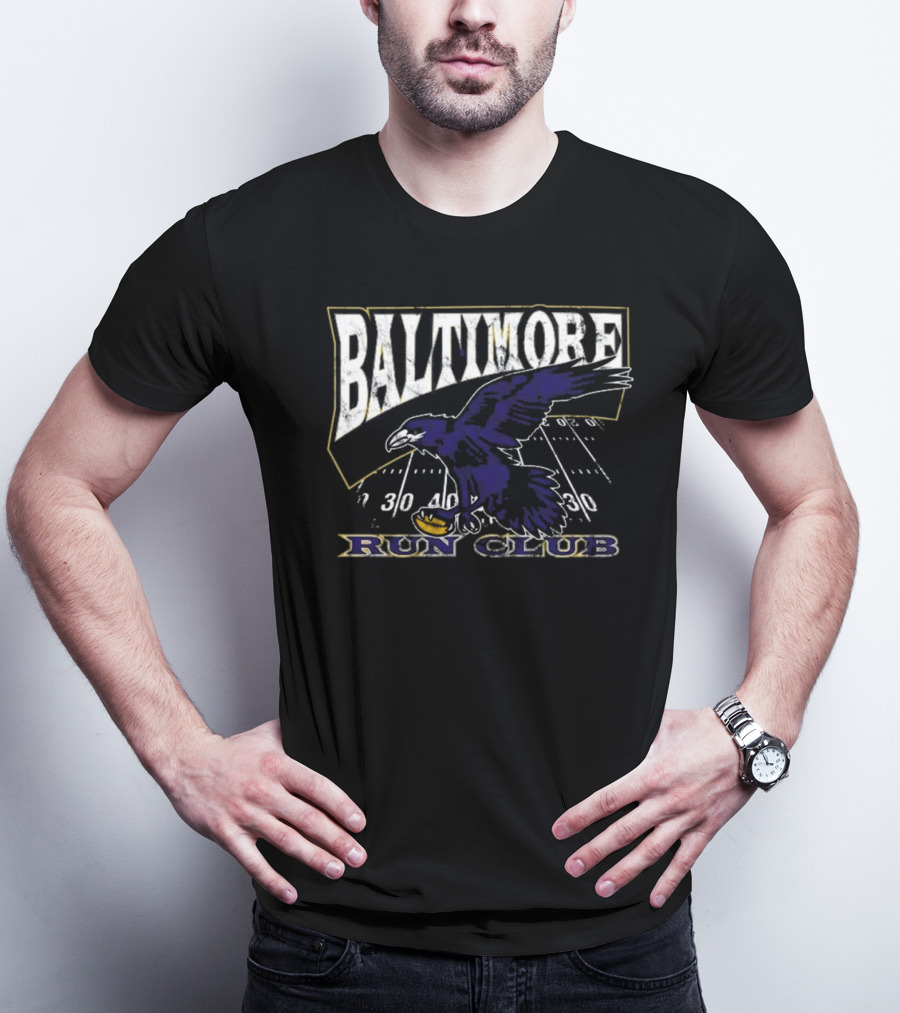 Baltimore Ravens Run Club Football Field T-Shirt