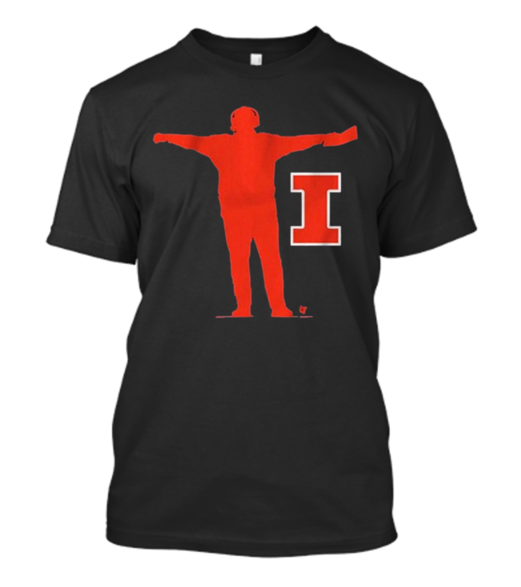 Illinois Football Coach Silhouette With Block I T-Shirt