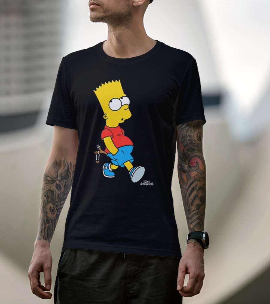 0th Century The Simpsons Bart Simpson With Slingshot Drawing T-Shirt