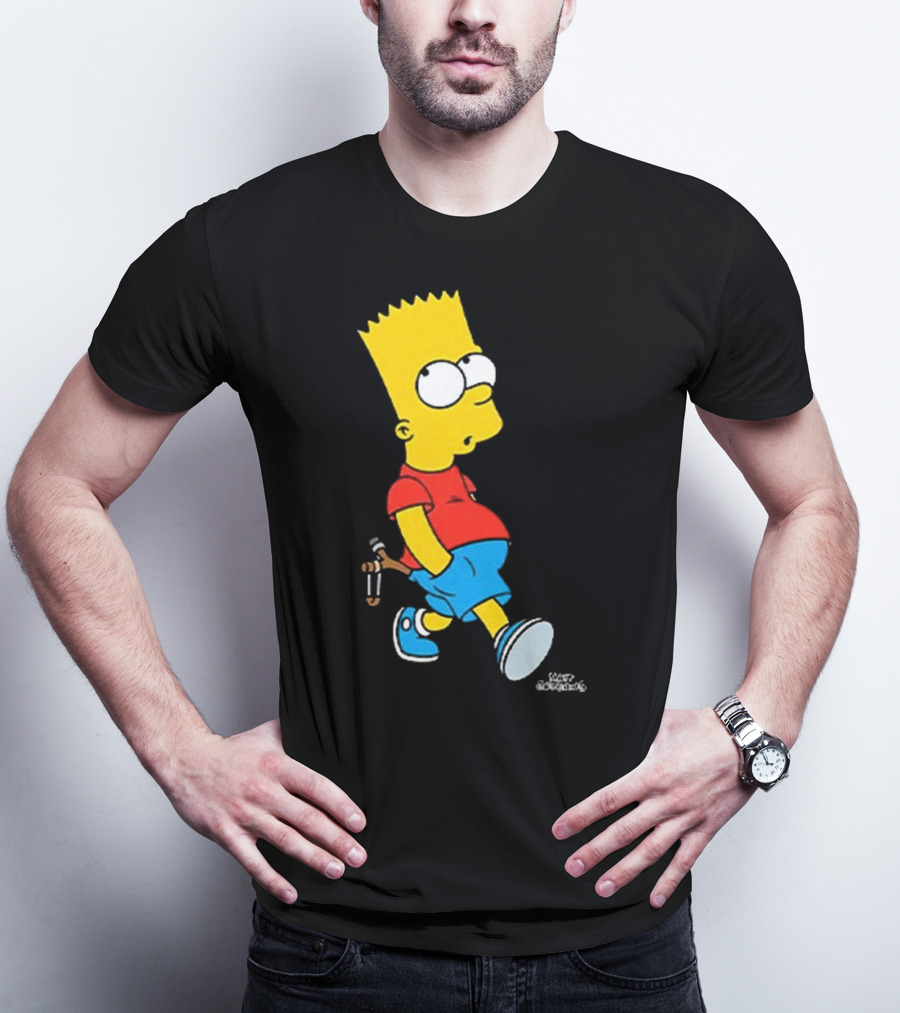 0th Century The Simpsons Bart Simpson With Slingshot Drawing T-Shirt