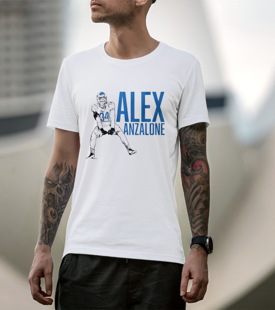 Alex Anzalone 34 Football Grit Pose T-Shirt