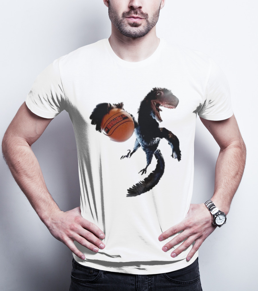 Coolioart Deinonychus Dinosaur With Spalding Basketball T-Shirt