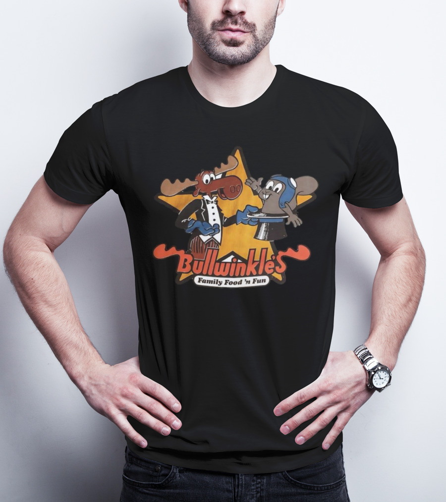 Bullwinkle's Family Food 'n Fun Moose And Squirrel Star T-Shirt