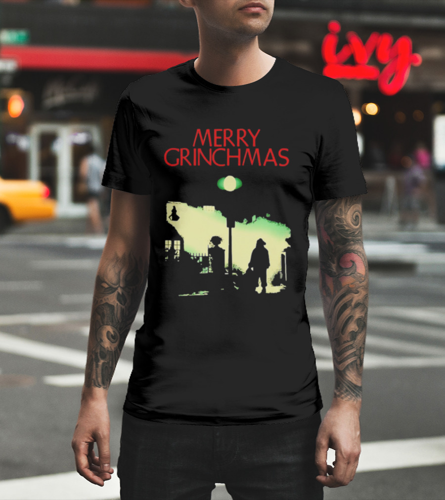 Merry Grinchmas Grinch X The Exorcist Silhouette Scene T-Shirt