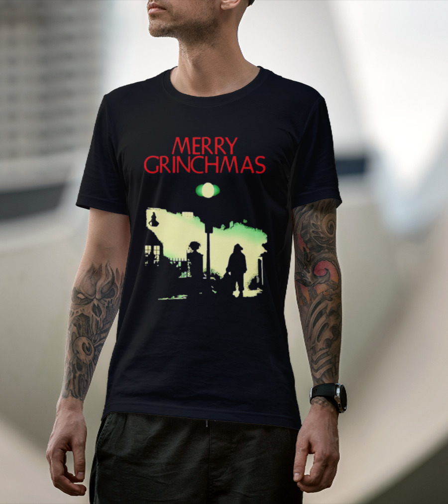 Merry Grinchmas Grinch X The Exorcist Silhouette Scene T-Shirt