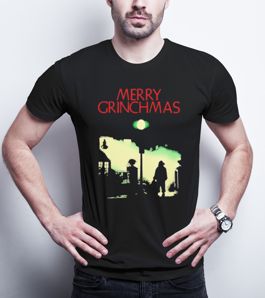 Merry Grinchmas Grinch X The Exorcist Silhouette Scene T-Shirt