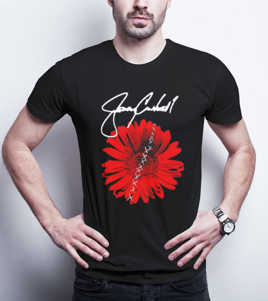 Jerry Cantrell Red Flower With Signature And Cross Stitch T-Shirt