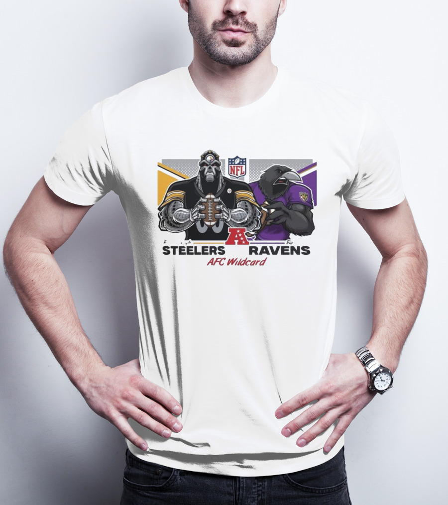 Steelers Ravens NFL AFC Wildcard Matchup Mascots Football Showdown T-Shirt