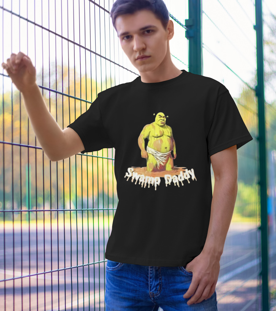 Unethical Threads Swamp Daddy Shrek Dripping Text Image T-Shirt