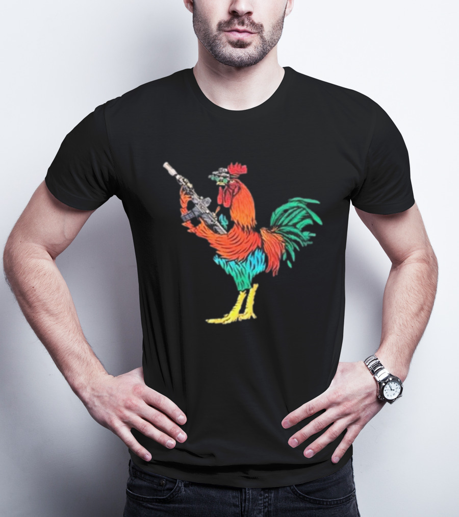 Black Rifle Coffee Tacticock Colorful Armed Rooster T-Shirt