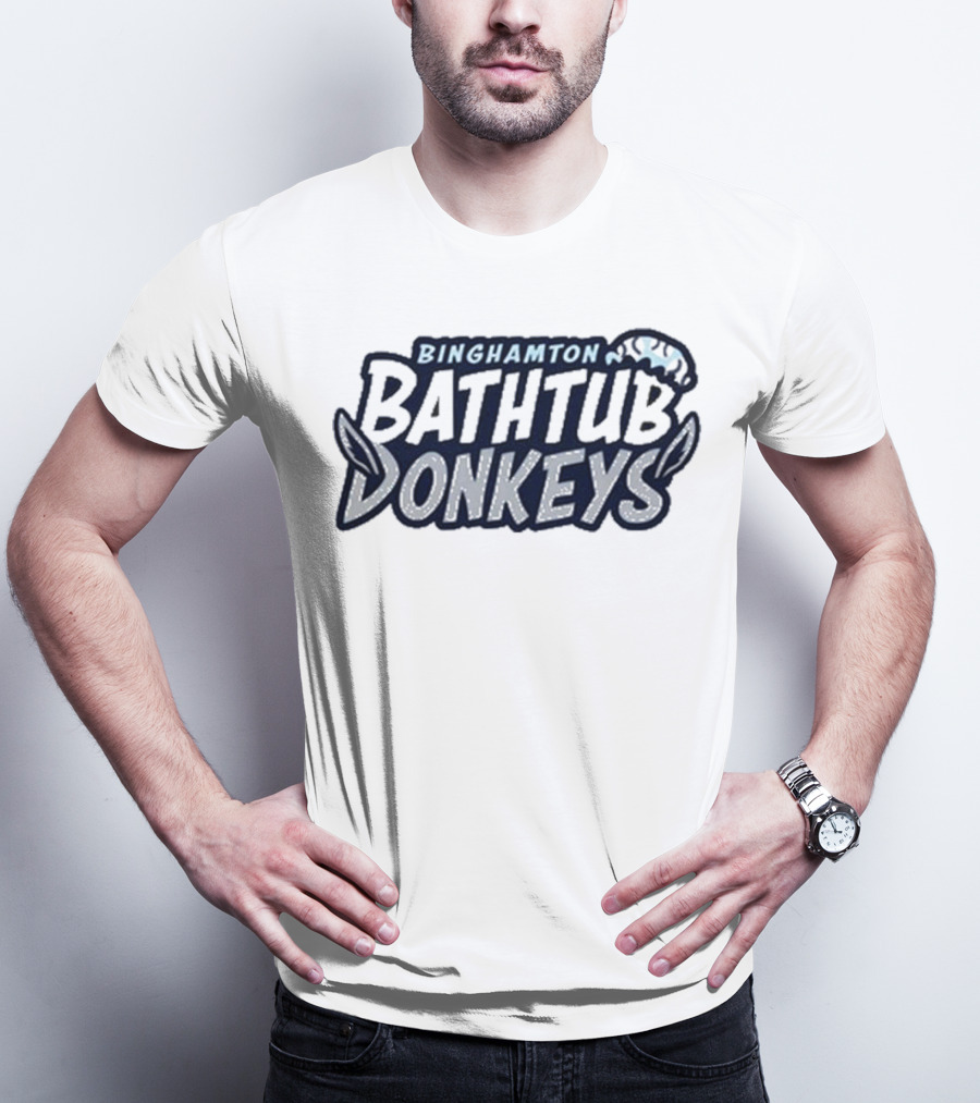 Binghamton Bathtub Donkeys Logo With Foamy Shower Cap T-Shirt