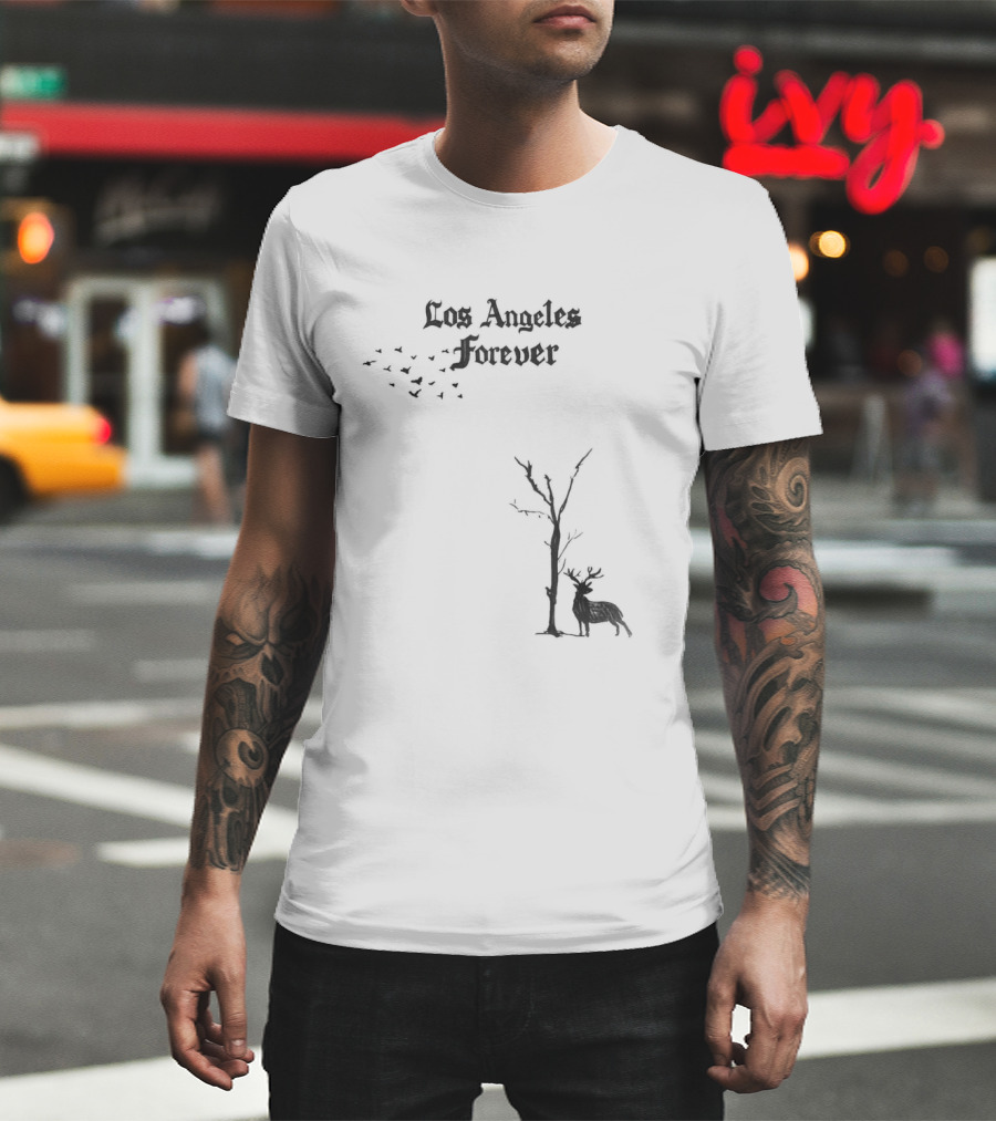 Los Angeles Forever Birds Flying Tree Deer Hila Klein Dedication T-Shirt