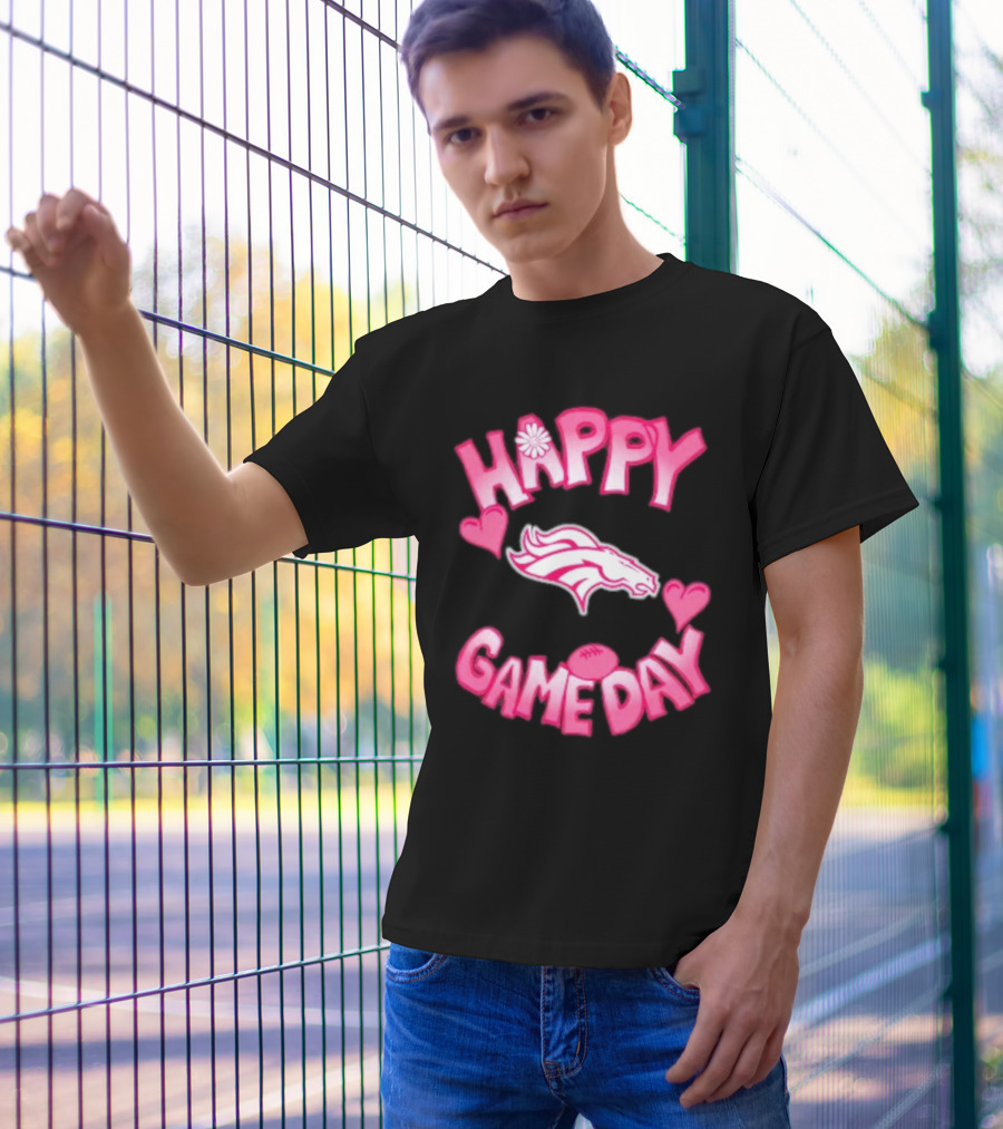 Valentine’s Day Happy Gameday Denver Broncos 2025 Football Hearts T-Shirt